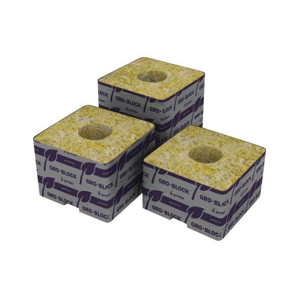 Grodan Delta 8 - 4 in Block (4 in x 4 in x 3 in) with hole, case of 18