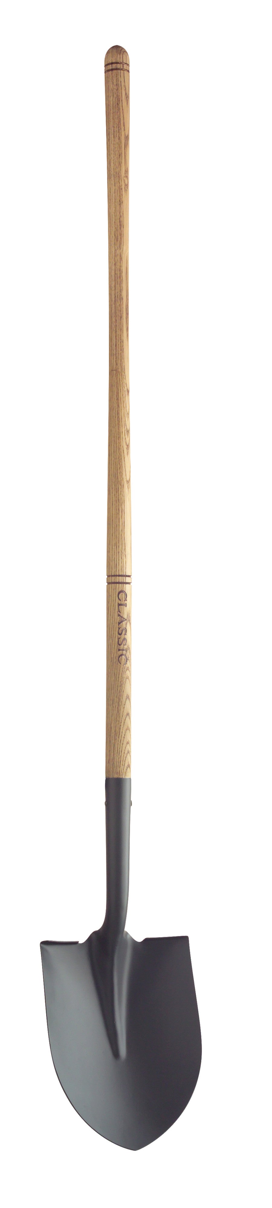 Flexrake Classic Round Nose Shovel with Round Point and Wood Handle-Br