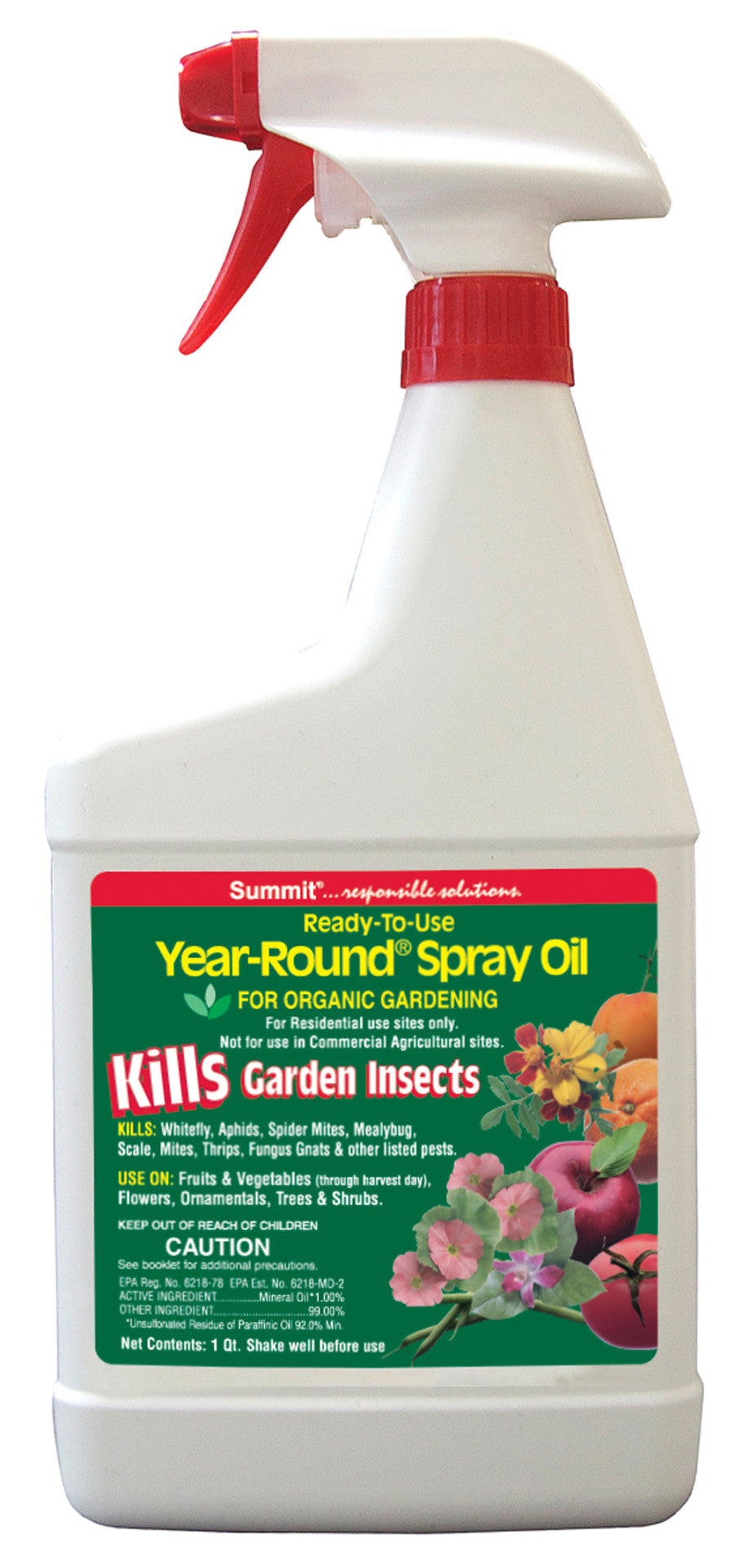 Summit Year-Round Spray Oil Kills Garden Insects Ready to Use-32 oz